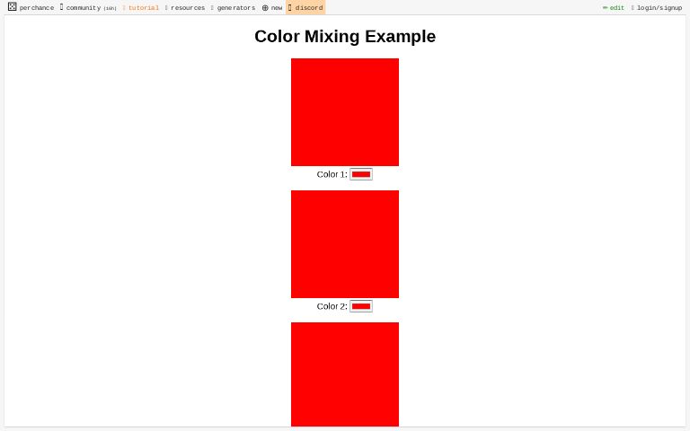 Color Mixing Example ― Perchance Generator