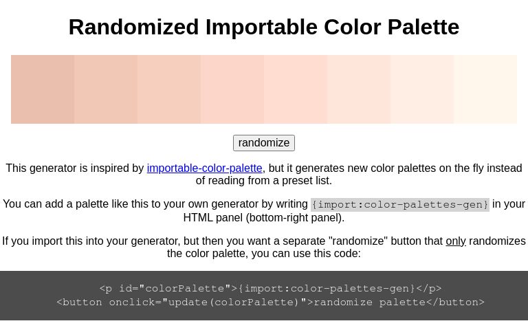 Randomized Importable Color Palette ― Perchance Generator