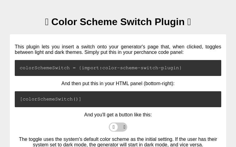 Color Scheme Switch Plugin