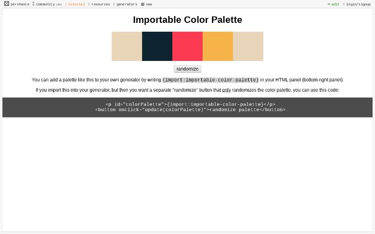 Importable Color Palette ― Perchance Generator