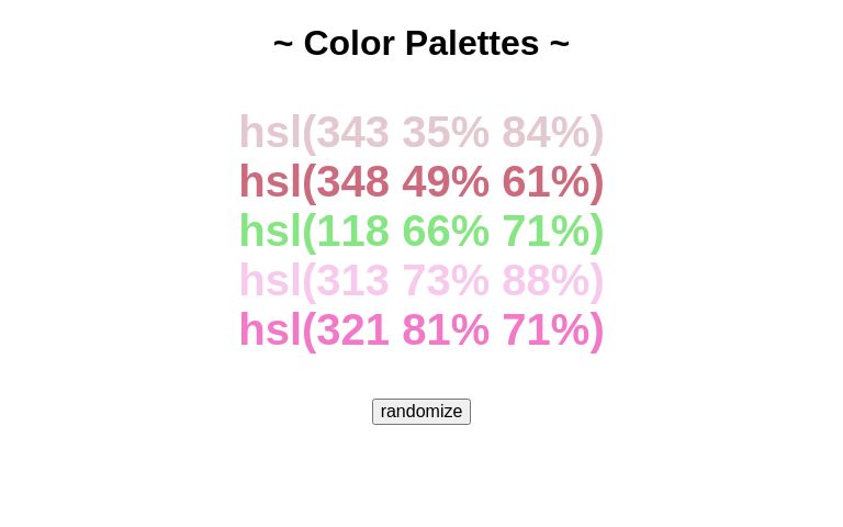 ~ Color Palettes ~ ― Perchance Generator