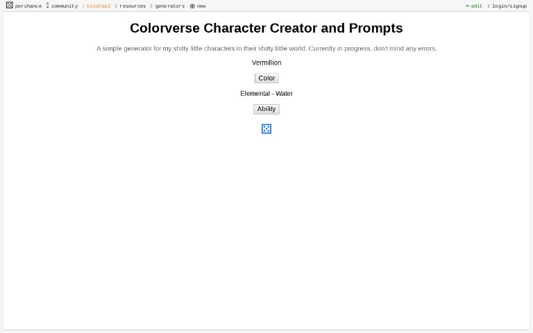 Colorverse Character Creator and Prompts ― Perchance Generator