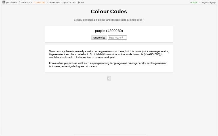 Colour Codes ― Perchance Generator
