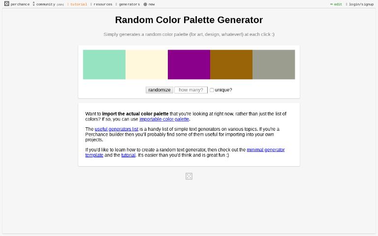 Random Color Palette Generator