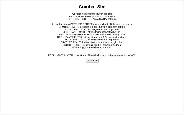 Combat Sim ― Perchance Generator
