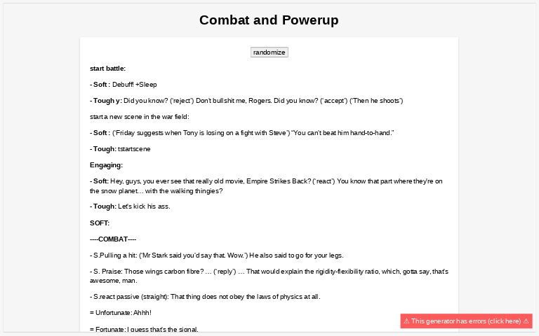 Combat and Powerup ― Perchance Generator