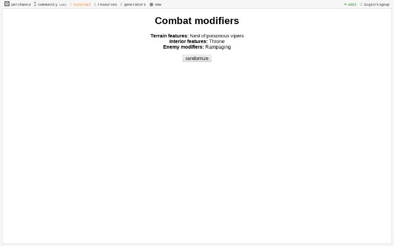 Combat modifiers ― Perchance Generator
