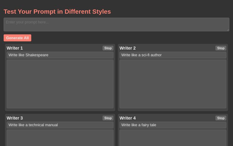 Test Your Prompt in Different Styles ― Perchance Generator