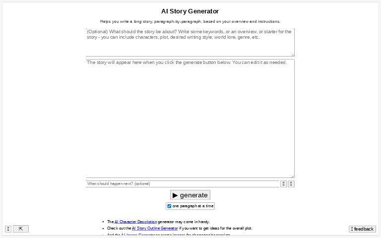 AI Story Generator (free, unlimited, no sign-up)