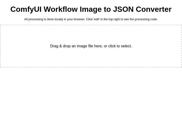 ComfyUI Workflow Image to JSON Converter ― Perchance Generator