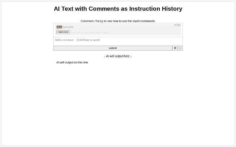 AI Text with Comments as Instruction History ― Perchance Generator