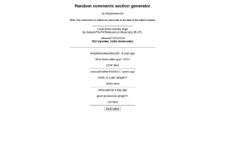 Random comments section generator
