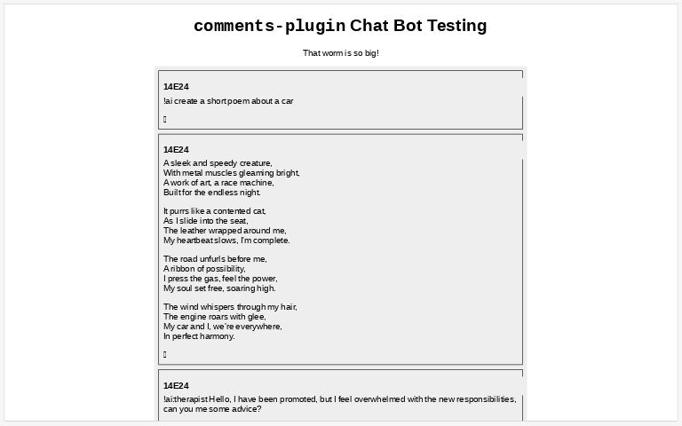 comments-plugin Chat Bot Testing