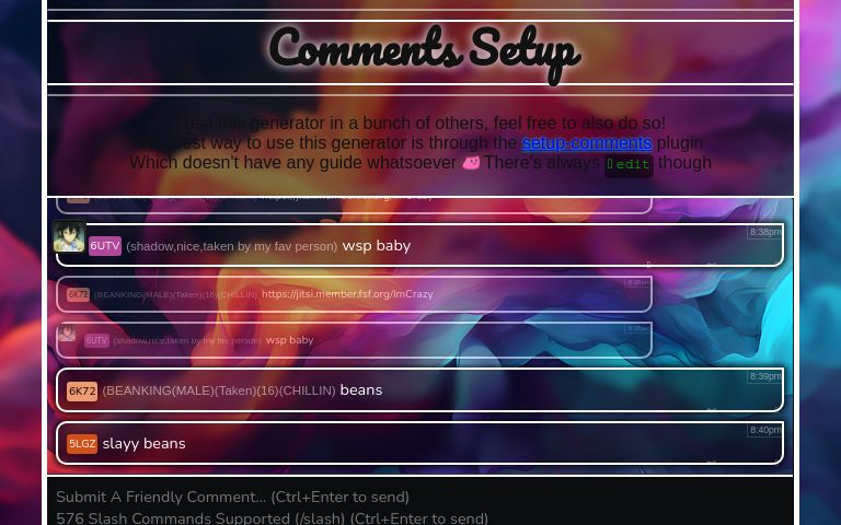 comments-setup ― Perchance Generator