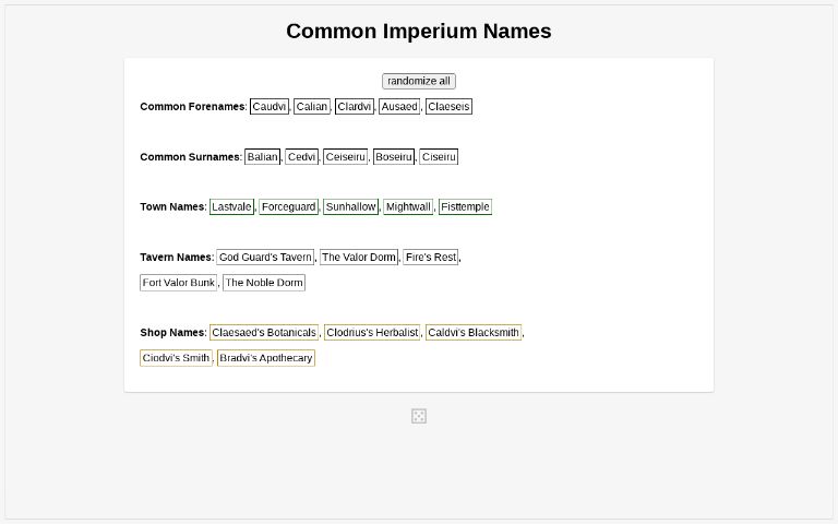 Common Imperium Names ― Perchance Generator