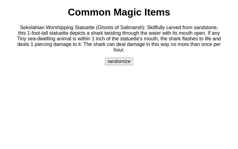 Common Magic Items ― Perchance Generator