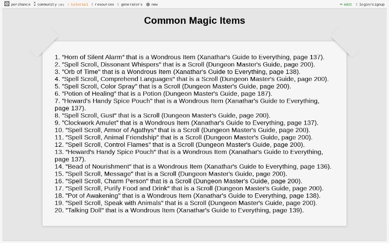 Common Magic Items ― Perchance Generator
