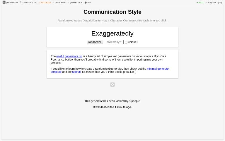 Communication Style ― Perchance Generator