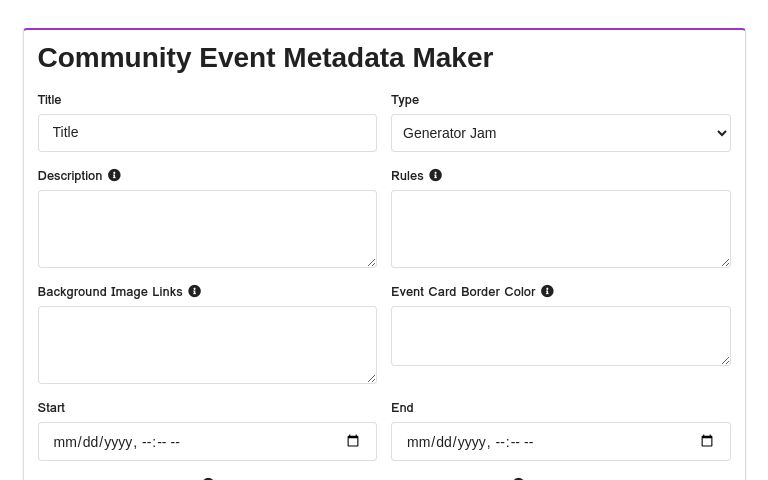 Community Event Metadata Maker ― Perchance Generator