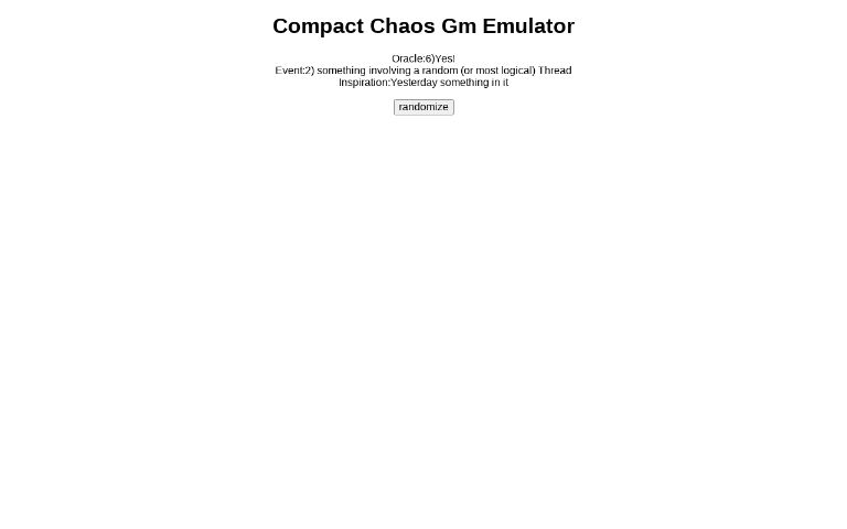 Compact Chaos Gm Emulator ― Perchance Generator