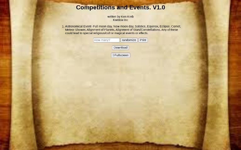 Competitions and Events. V1.0 ― Perchance Generator