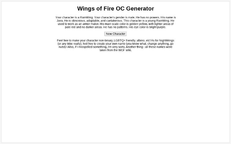 Wings of Fire OC Generator