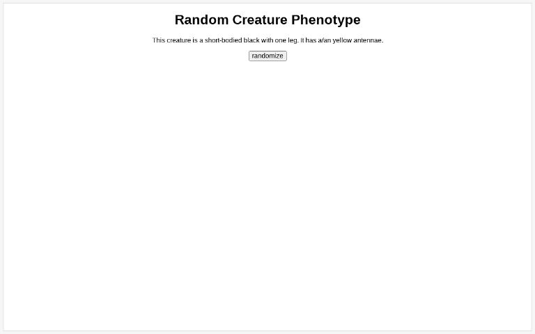 Random Creature Phenotype ― Perchance Generator