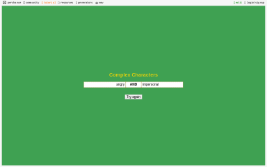 Complex Characters ― Perchance Generator