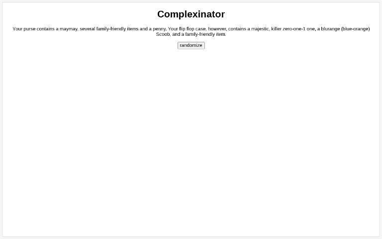 Complexinator ― Perchance Generator