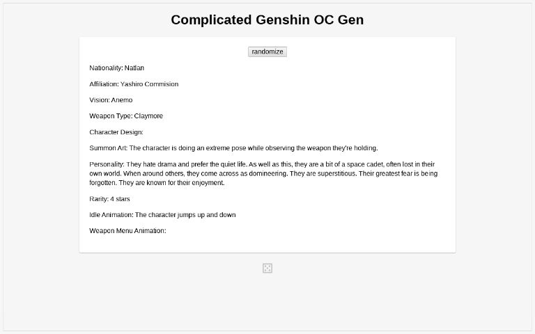 Complicated Genshin OC Gen