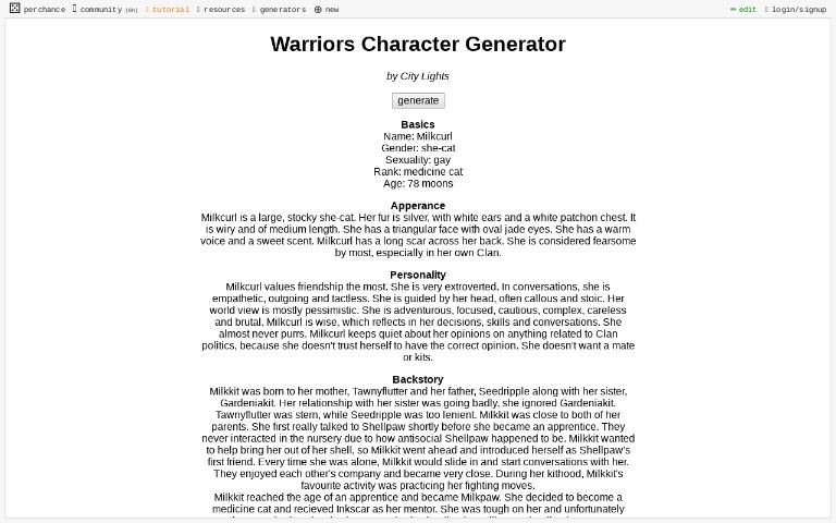 Warriors Character Generator