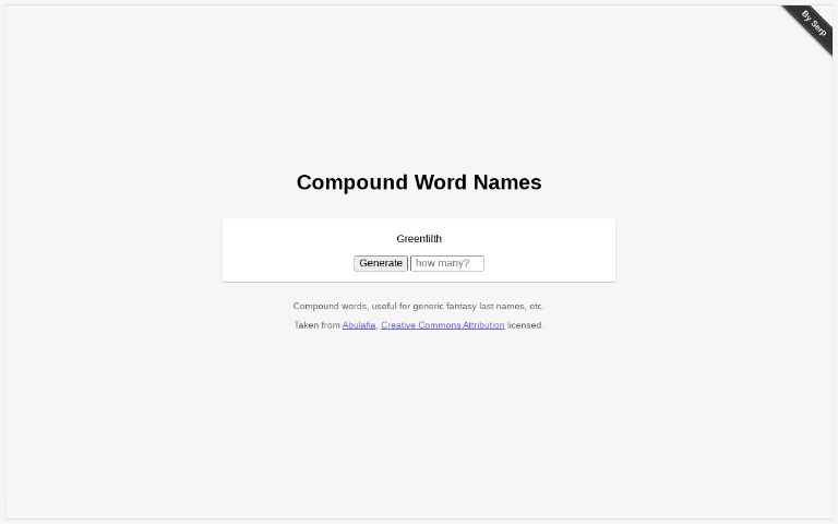 Compound Word Names ― Perchance Generator