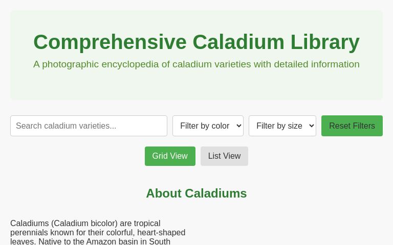 Comprehensive Caladium Library ― Perchance Generator
