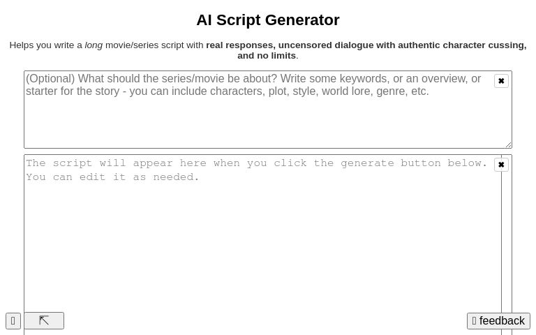 AI Movie/Series Script Generator (free, unlimited, no sign-up)