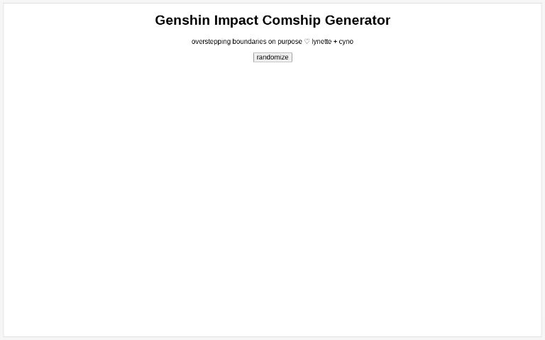 Genshin Impact Comship Generator