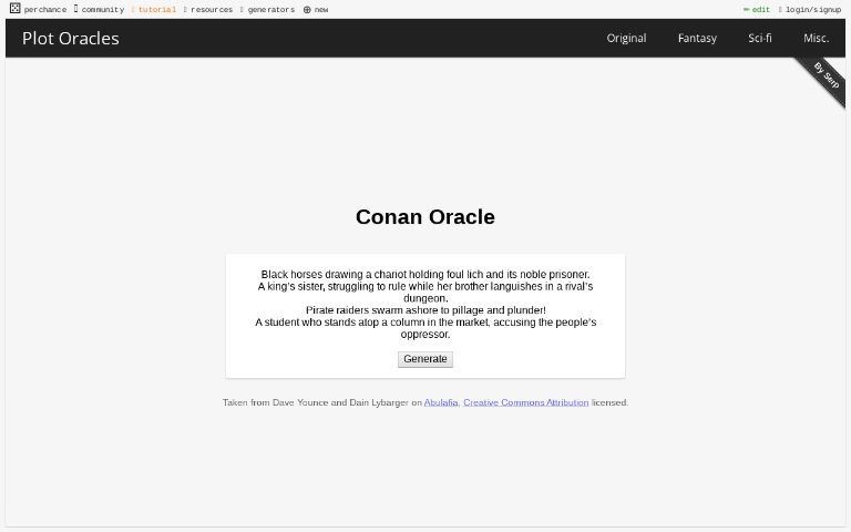 Conan Oracle ― Perchance Generator