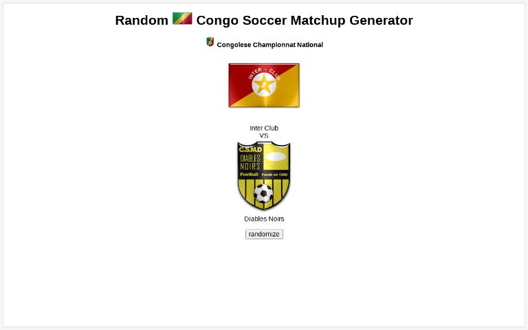 Random Congo Soccer Matchup Generator