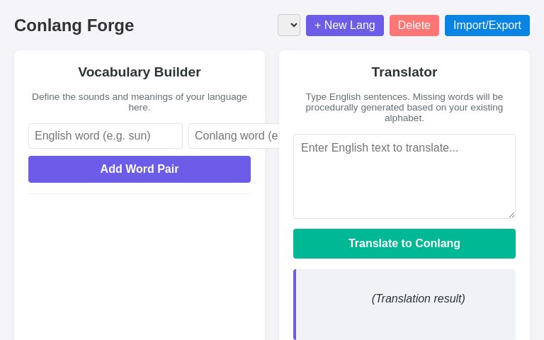 Conlang Forge ― Perchance Generator