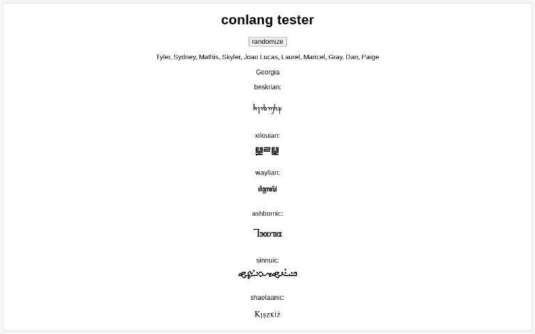 conlang tester ― Perchance Generator