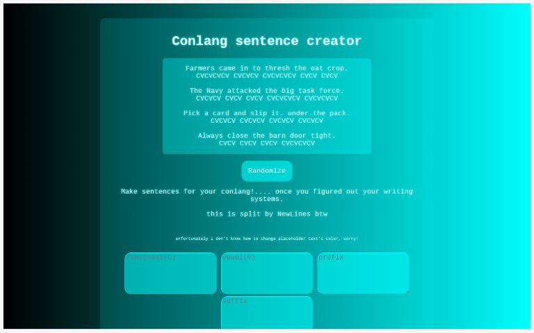 Conlang sentence creator ― Perchance Generator
