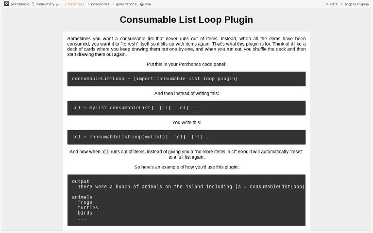 Consumable List Loop Plugin