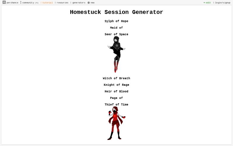 Homestuck Session Generator