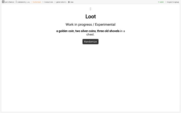 Loot ― Perchance Generator