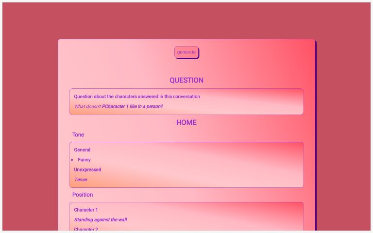 Fictional Conversation ― Perchance Generator