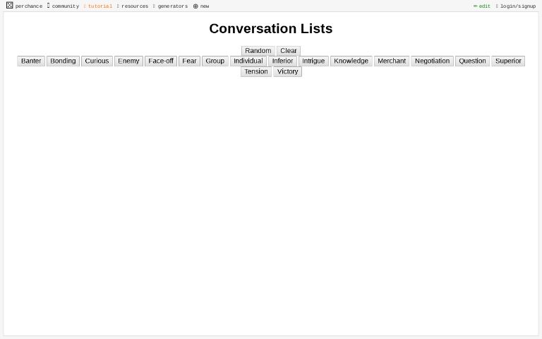 Conversation Lists ― Perchance Generator