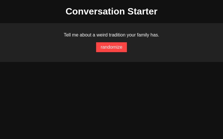 Conversation Starter ― Perchance Generator