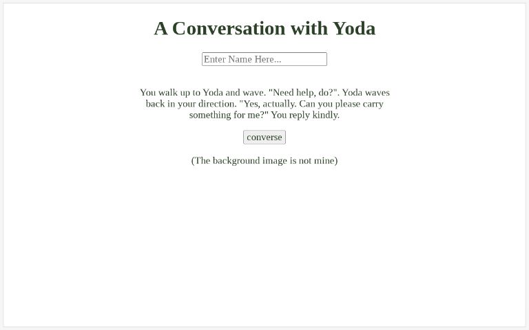 A Conversation with Yoda ― Perchance Generator