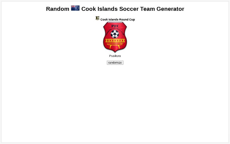 Random Cook Islands Soccer Team Generator