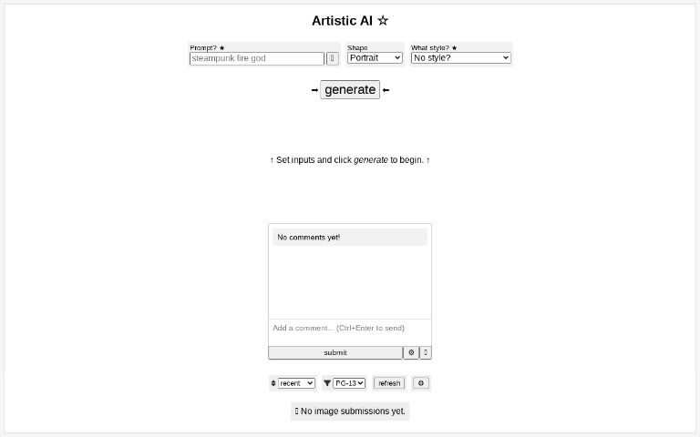 Artistic AI ☆ ― Perchance Generator