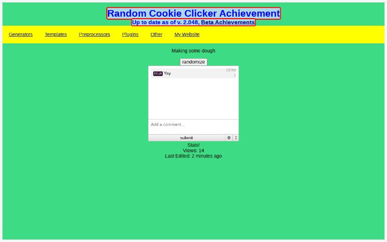 Random Cookie Clicker Achievement ― Perchance Generator